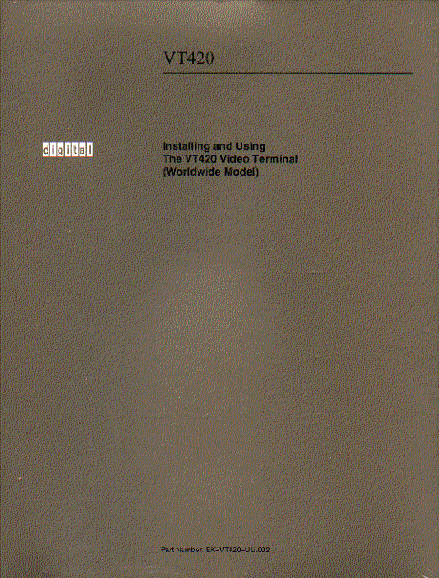 VT420 video terminal(worldwide model) instruction manual